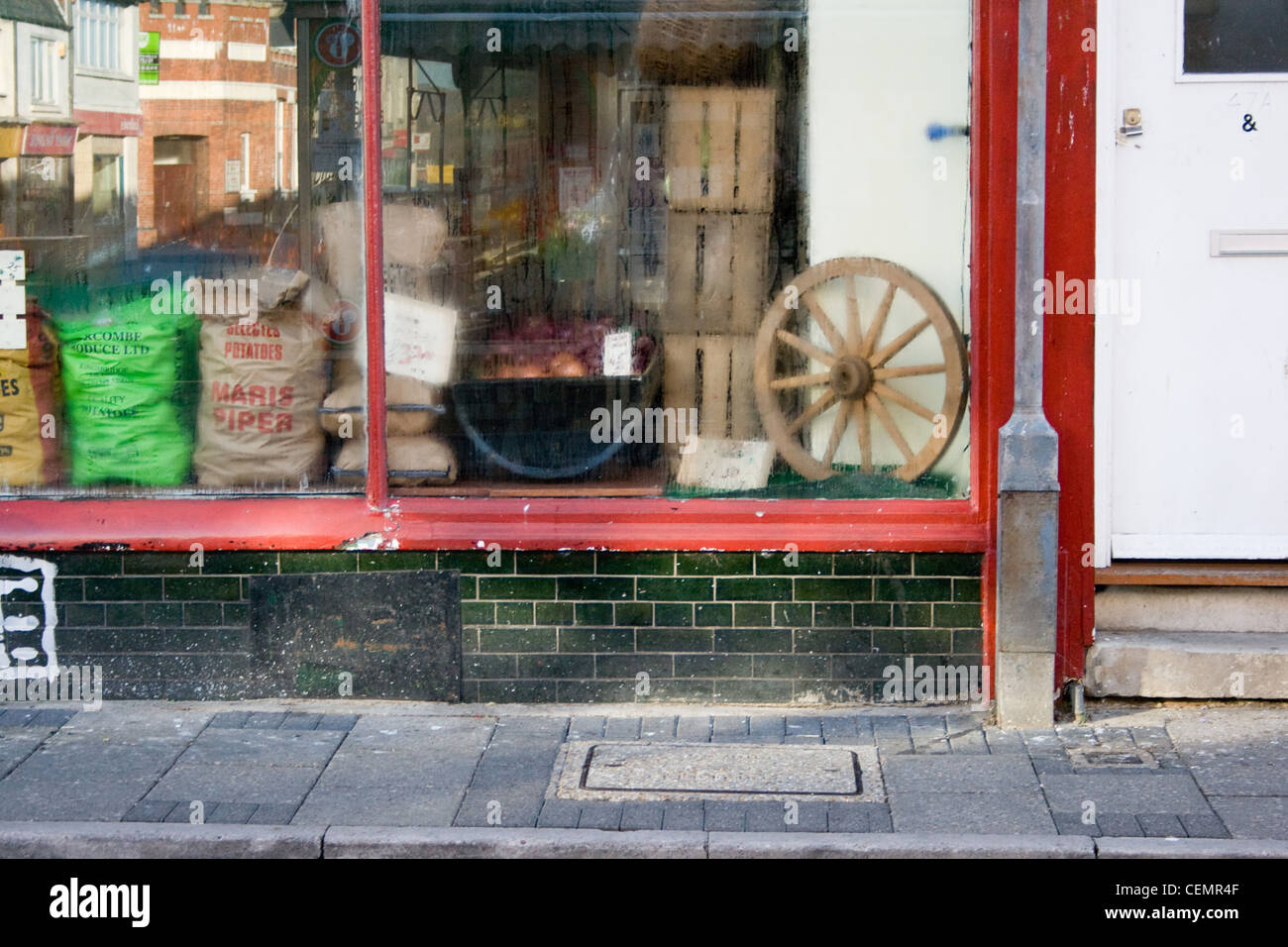 Shop window of a grocery store with condensation on the window Stock ...
