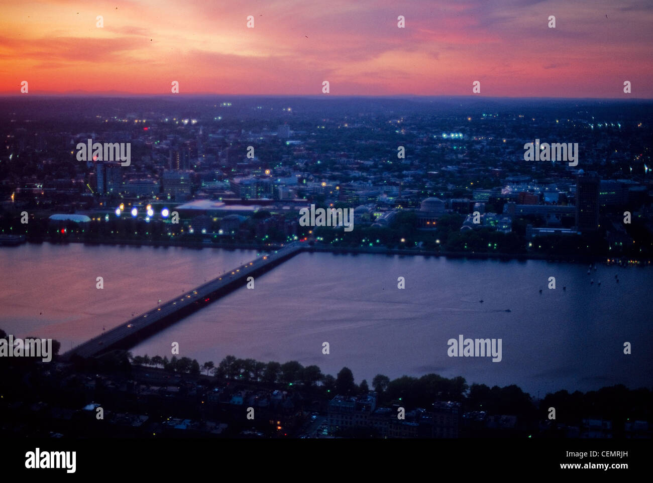 MIT Campus and Harvard Bridge over the Charles River, Aerial View Stock ...