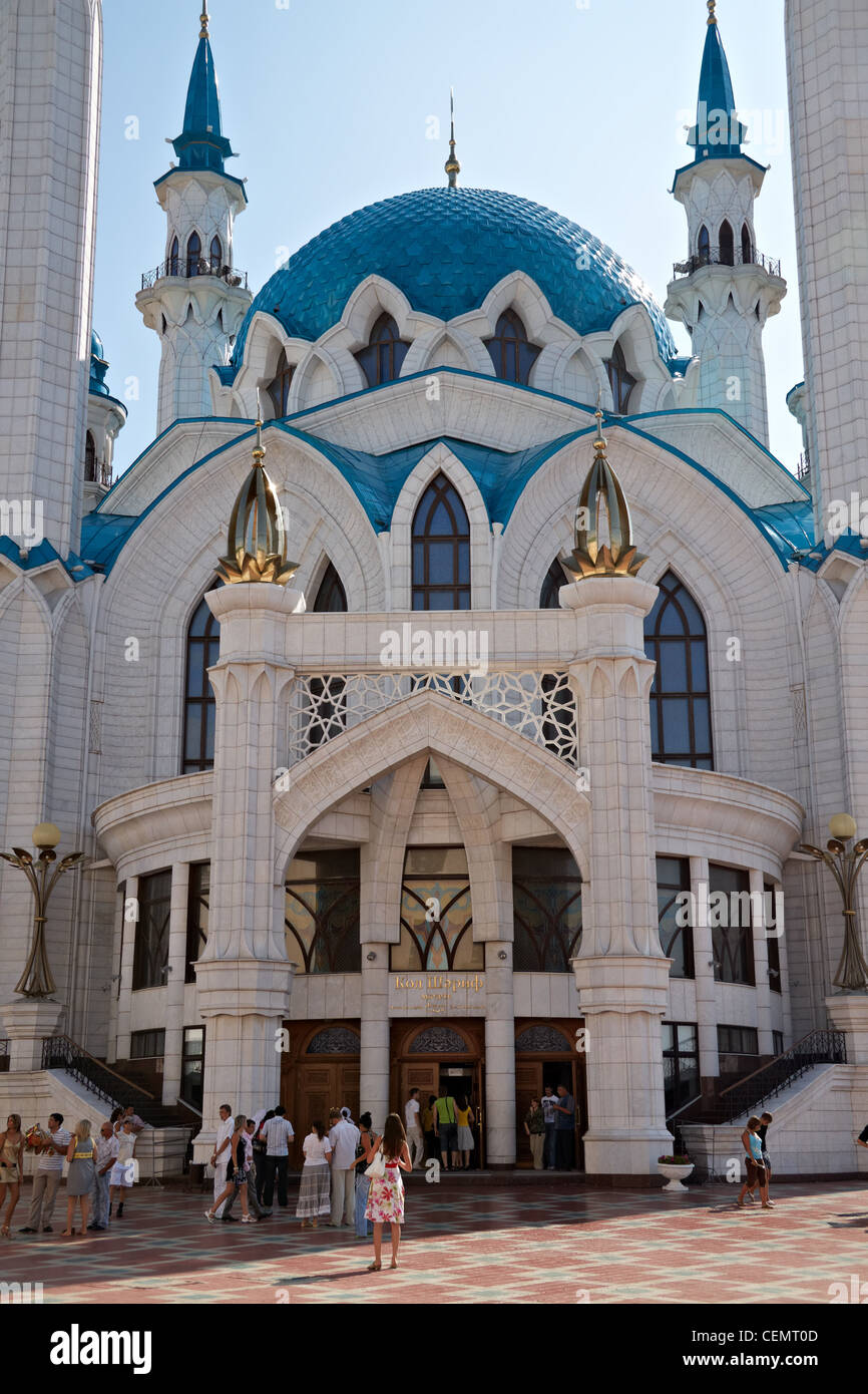 KAZAN, RUSSIA - AUGUST 01: Moslems leave Kul Sharif Mosque after ...