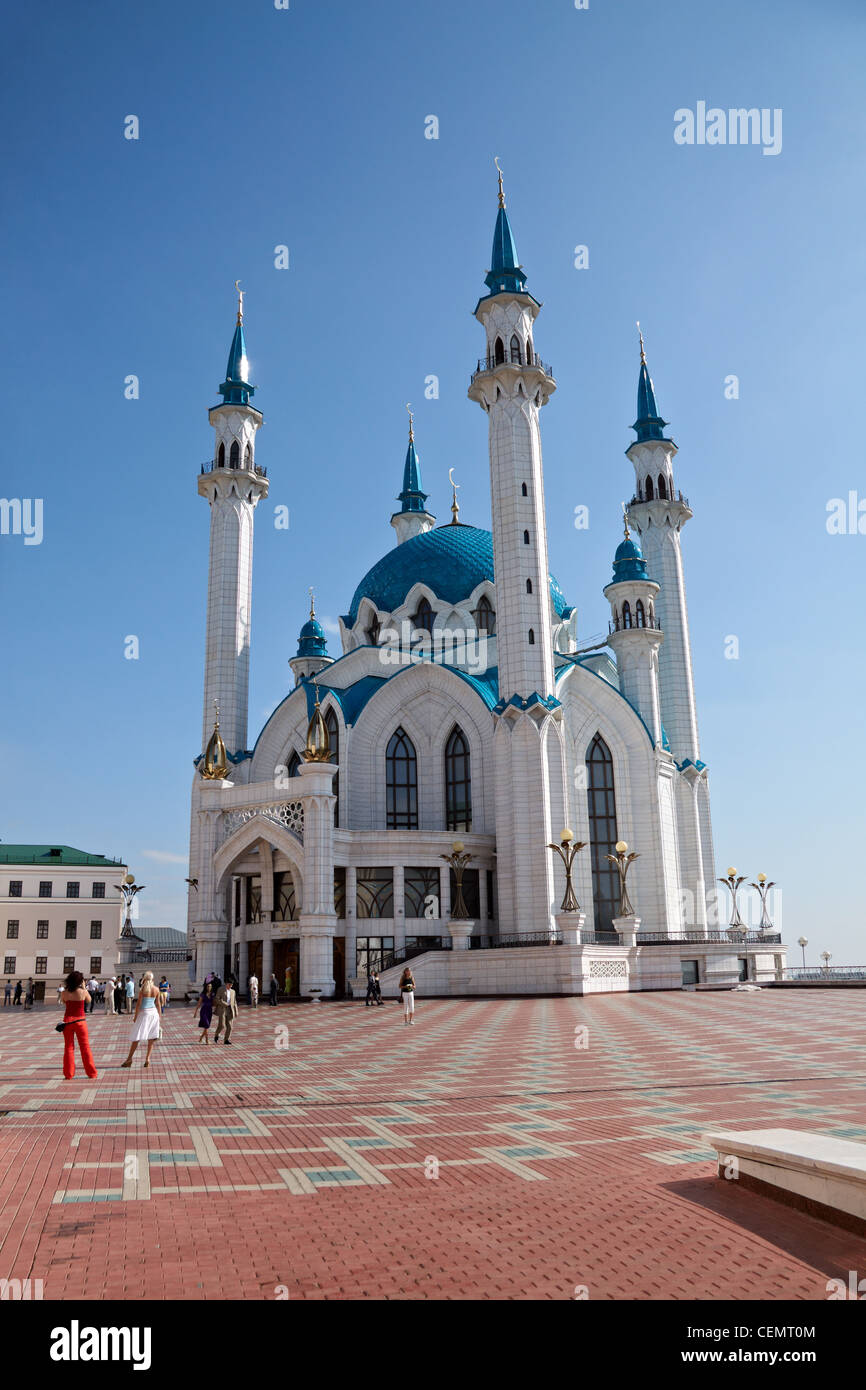 KAZAN, RUSSIA - AUGUST 01: Moslems leave Kul Sharif Mosque after ...