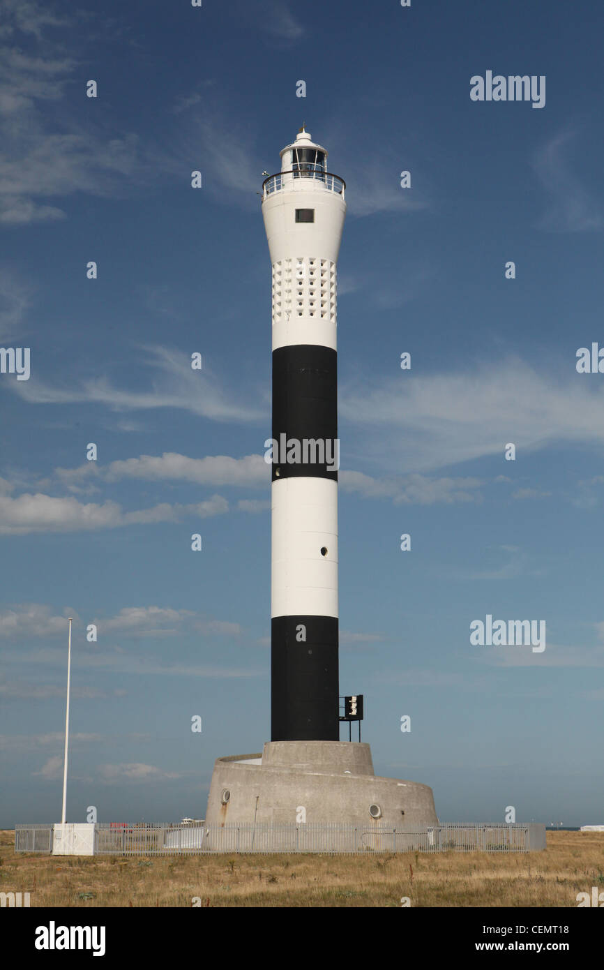 The new lighthouse (opened 1961) at Dungeness Gill, Kent UK Stock Photo ...