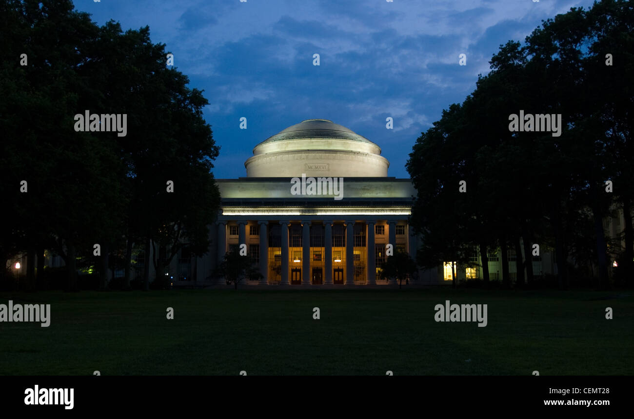 MIT's Killian Court, Building 10, and Great Dome seen at dawn on July ...