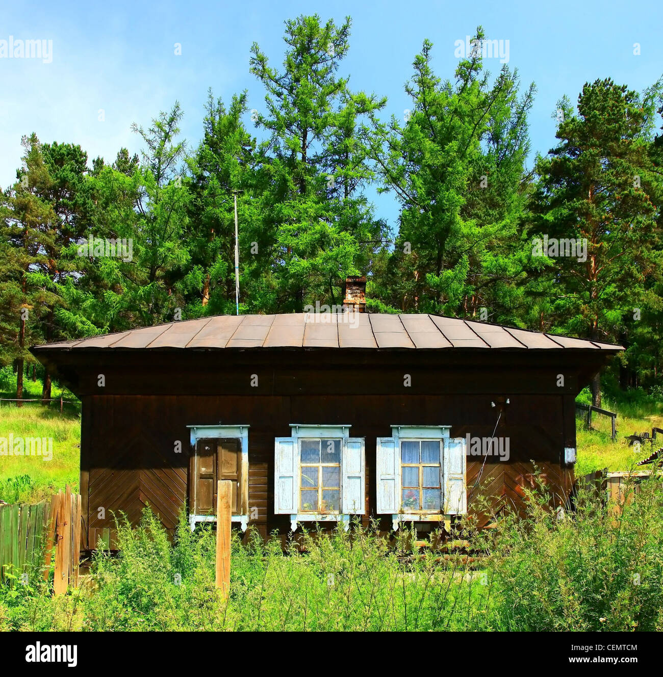 Rural house, summer. Close up. Front view Stock Photo - Alamy