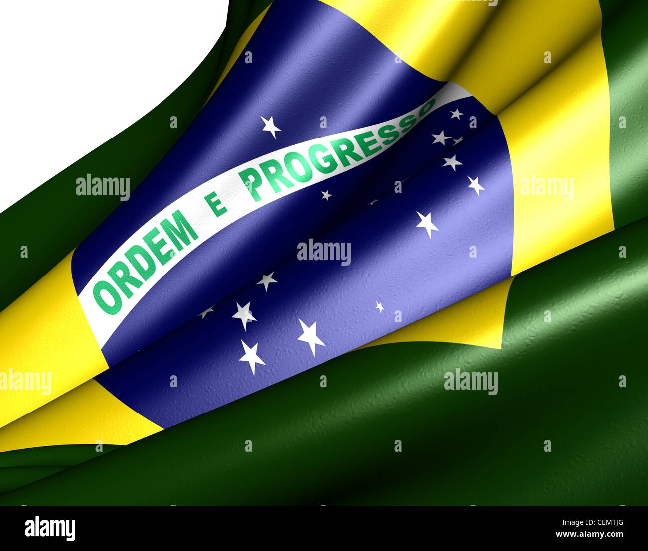 Flag of Brazil against white background. Close up Stock Photo - Alamy