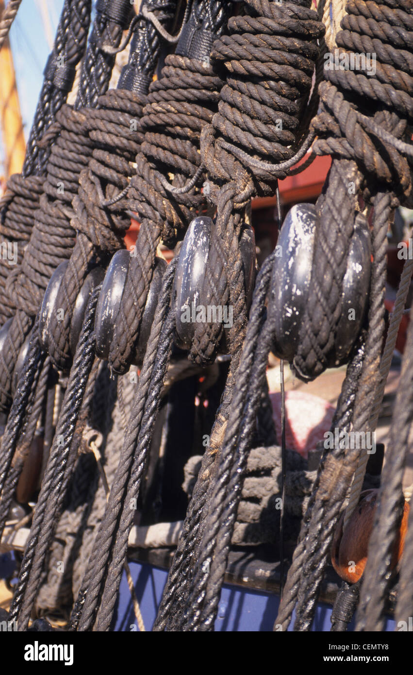 Maritime history, rigging of the Captain Cook's HMS Endeavour (replica ...