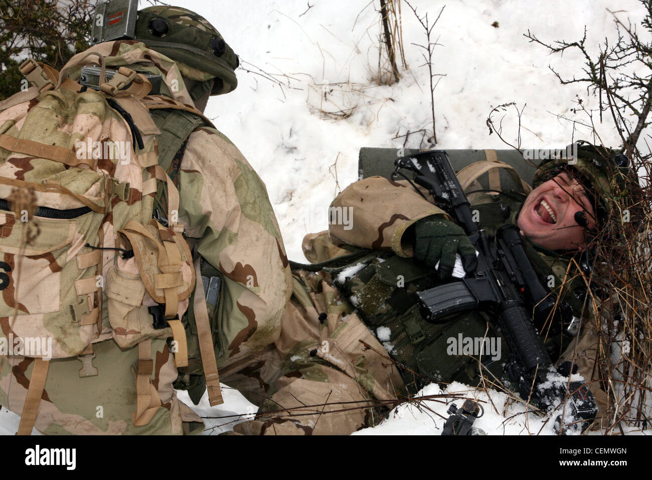 A Georgian soldier with Scout Platoon, Delta Co., 23rd Light Infantry ...