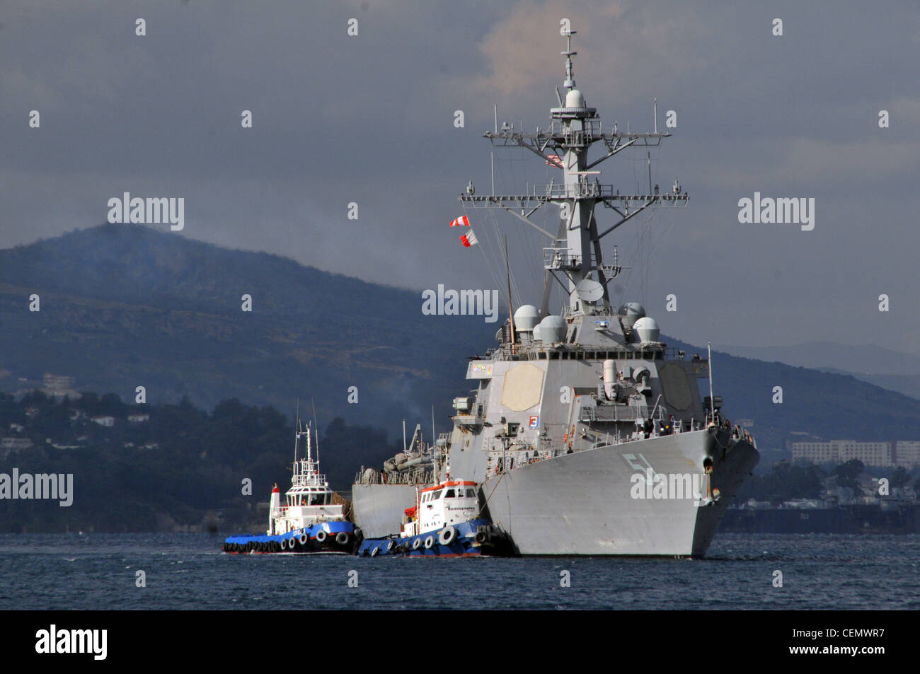 The guided-missile destroyer USS Arleigh Burke (DDG 51) arrives for a ...