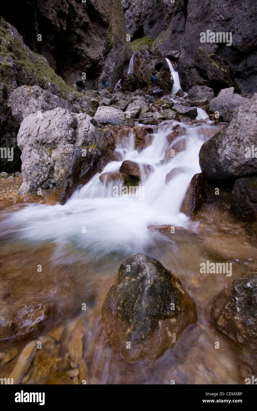 Goredale Scar - natural limestone waterfall and gorge near Malham in ...