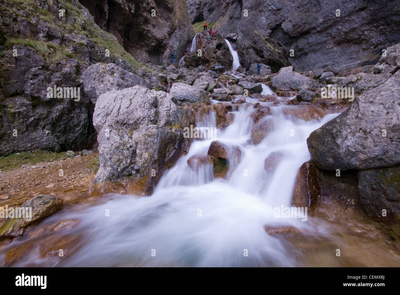 Goredale Scar - natural limestone waterfall and gorge near Malham in ...