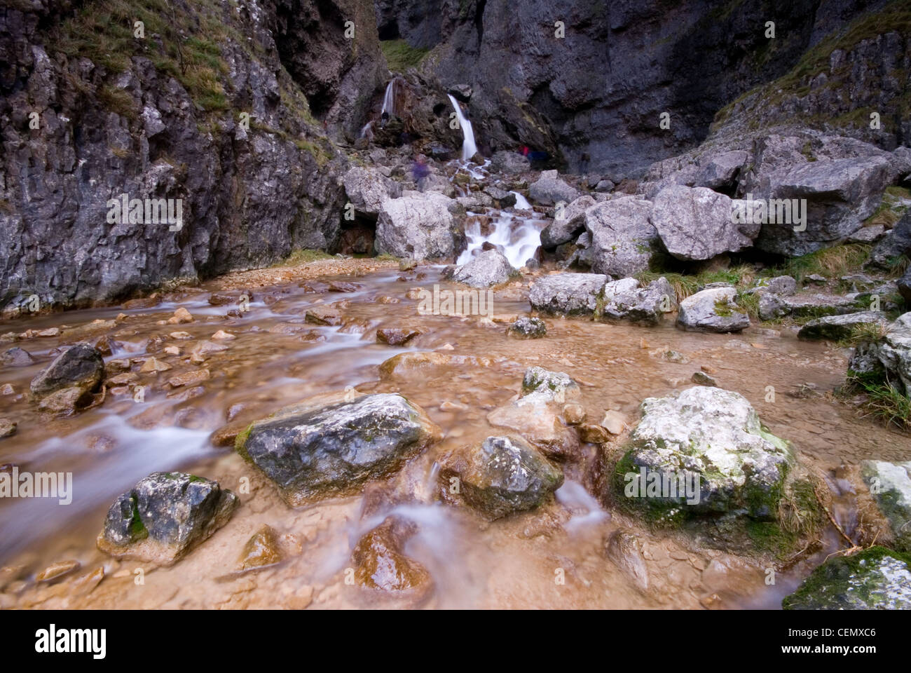 Goredale Scar - natural limestone waterfall and gorge near Malham in ...