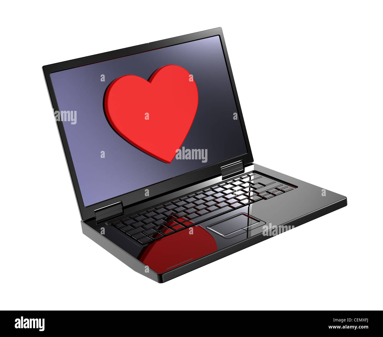 Laptop with heart on the screen isolated over white background Stock ...
