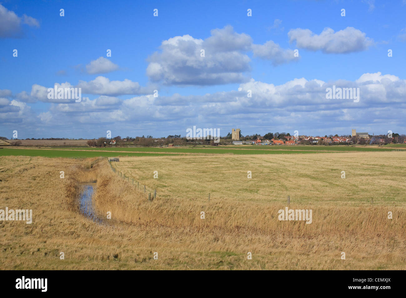 Orford Castle on the Suffolk coast, stands over the town of Orford ...