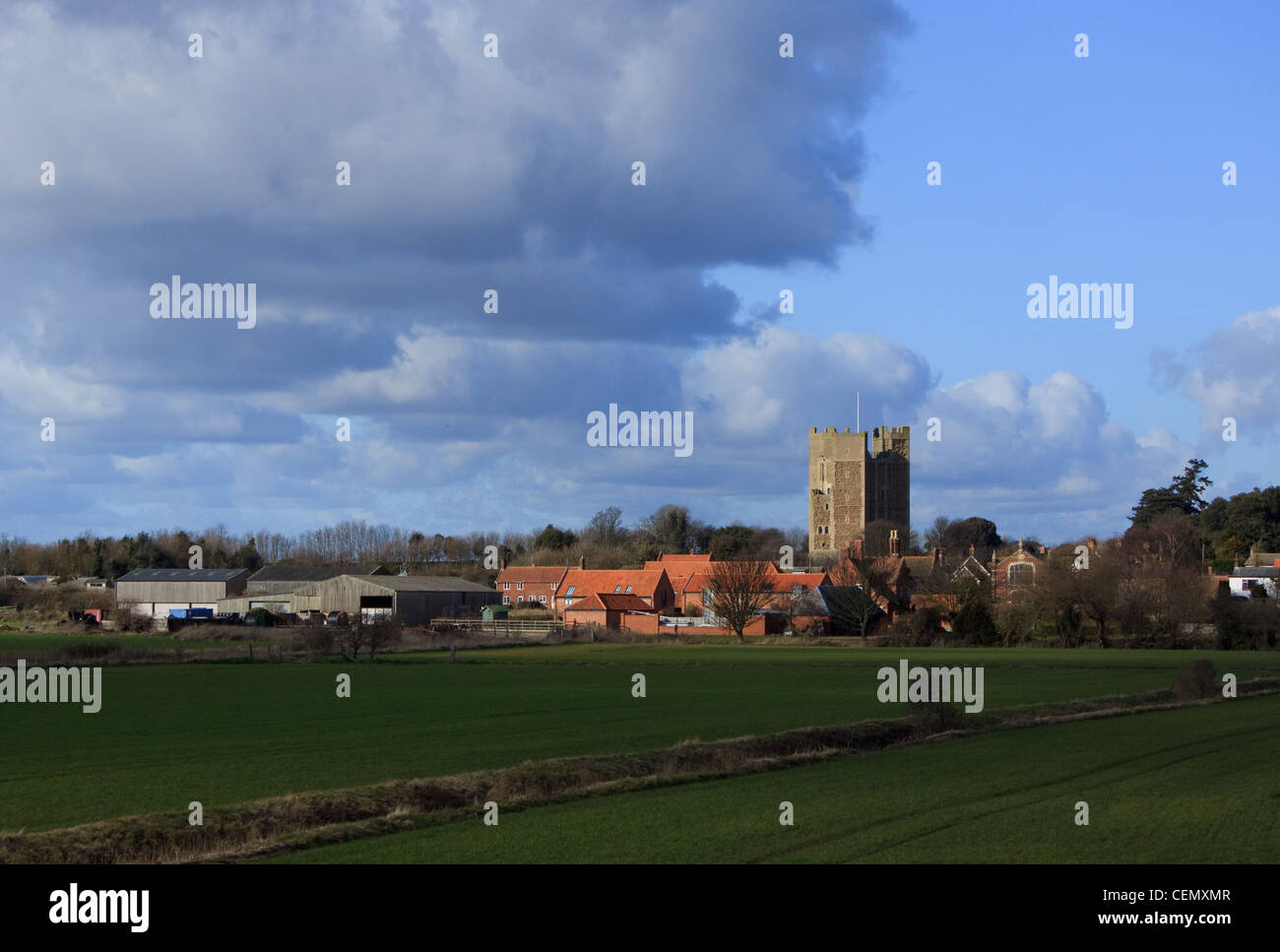 Orford Castle on the Suffolk coast, stands over the town of Orford ...
