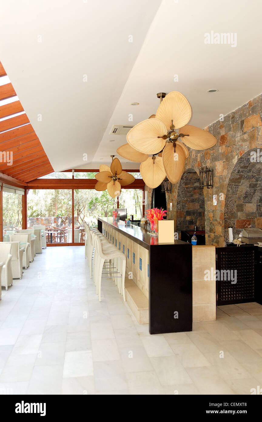 Greek bar interior at luxury hotel, Crete, Greece Stock Photo - Alamy