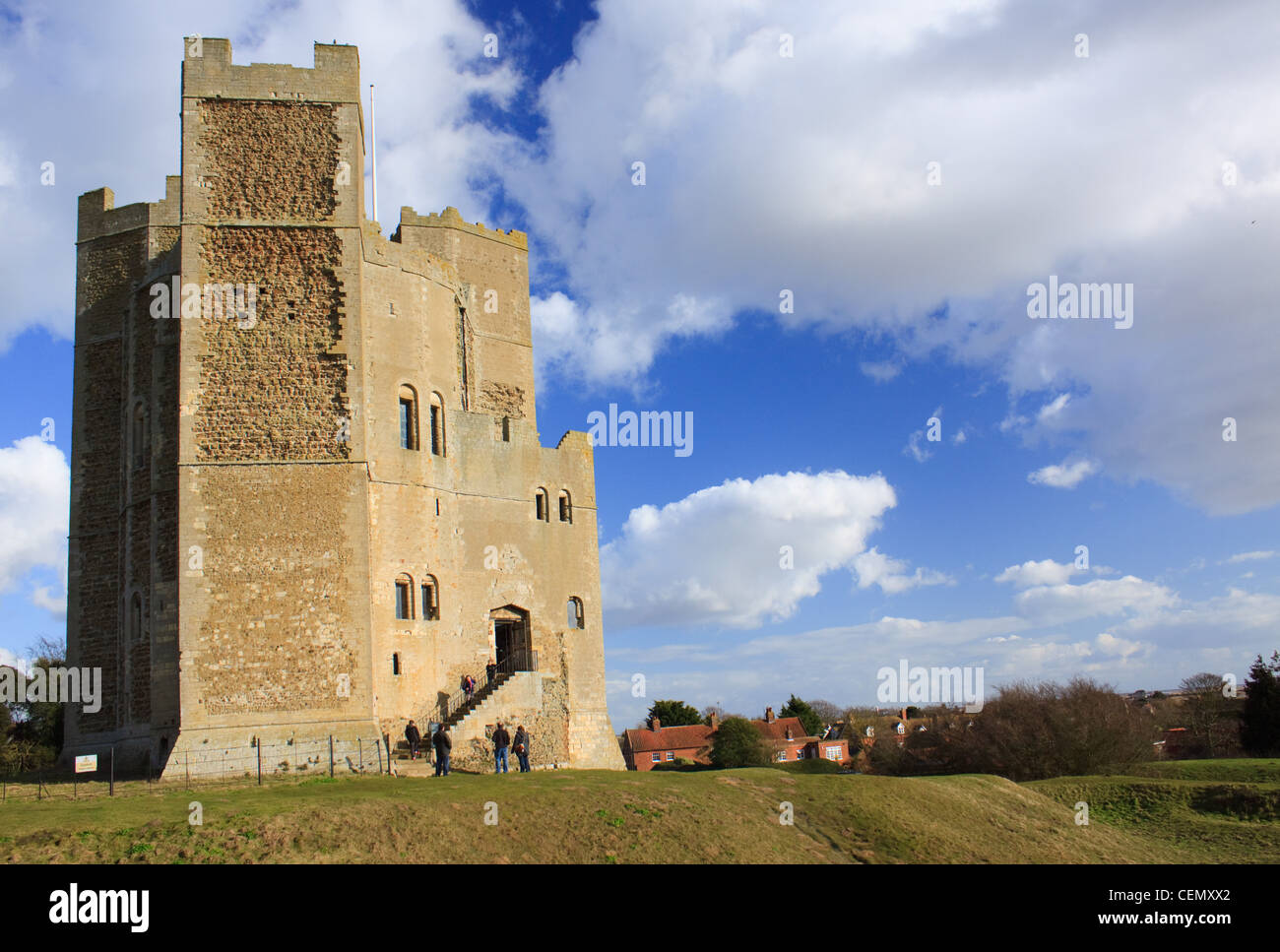 Orford Castle on the Suffolk coast, stands over the town of Orford ...