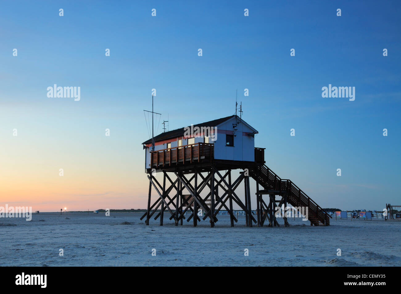 bay watch building built on stilts on the St. Peter-Ording beach; in ...