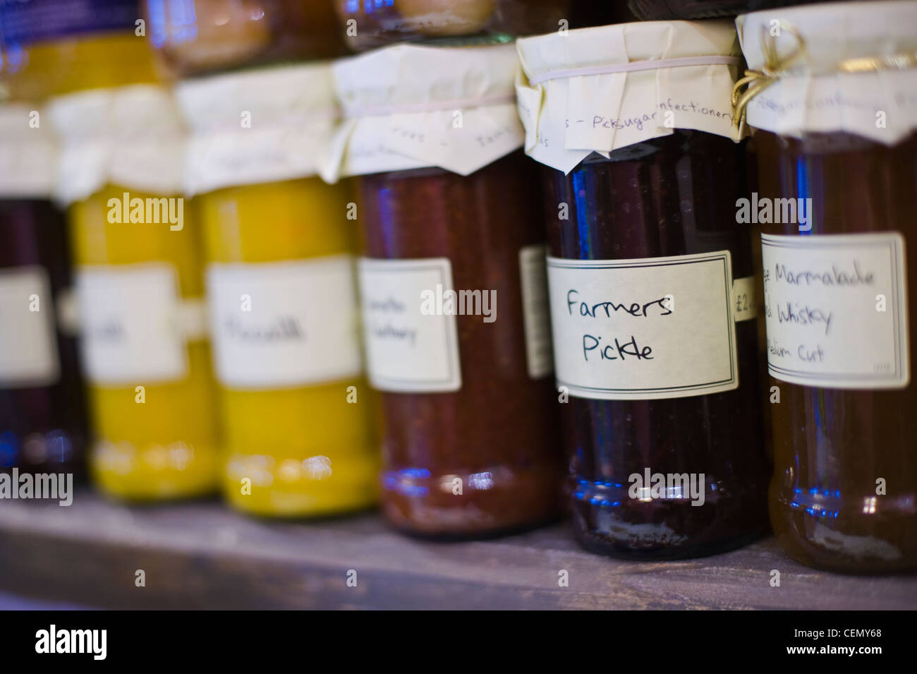 Homemade preserves for sale in village shop Weobley Herefordshire ...
