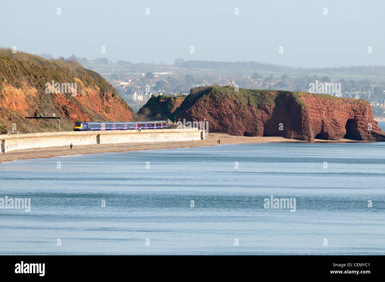 First Great Western HST train passes Langstone Rock on the sea wall ...