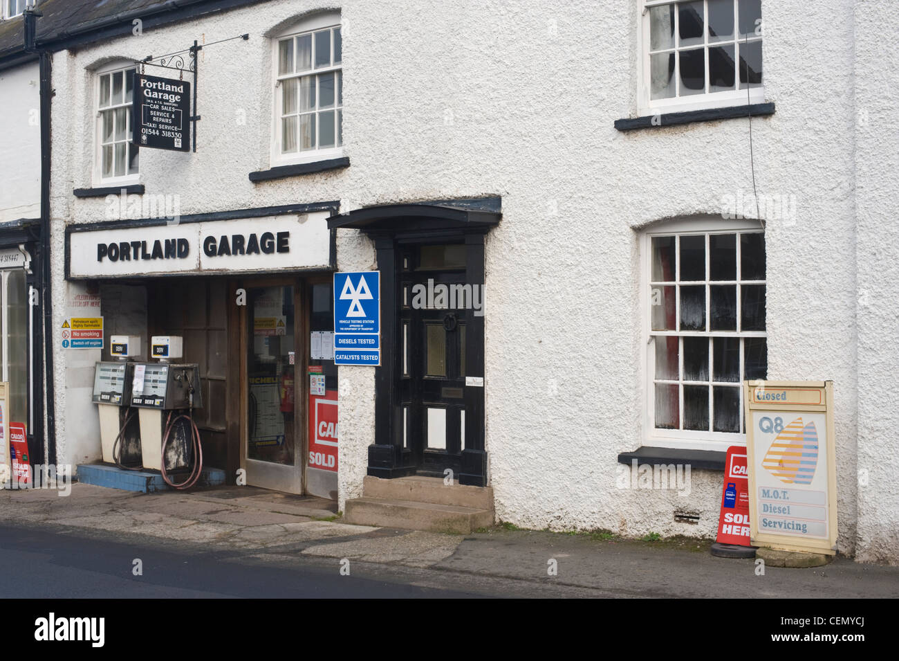 Local garage in picturesque English village of Weobley Herefordshire ...