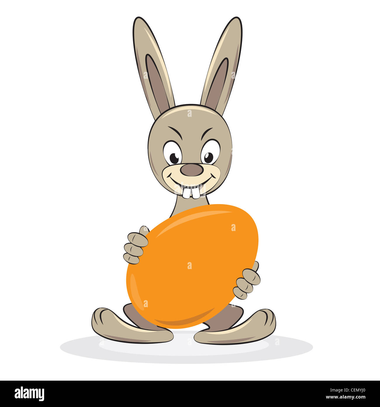 Funny Easter rabbit with egg - cartoon illustration Stock Photo - Alamy