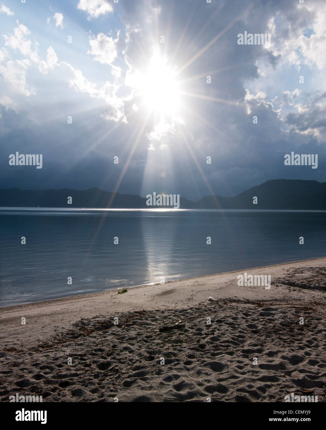 Sunset over lake in Japan Stock Photo - Alamy