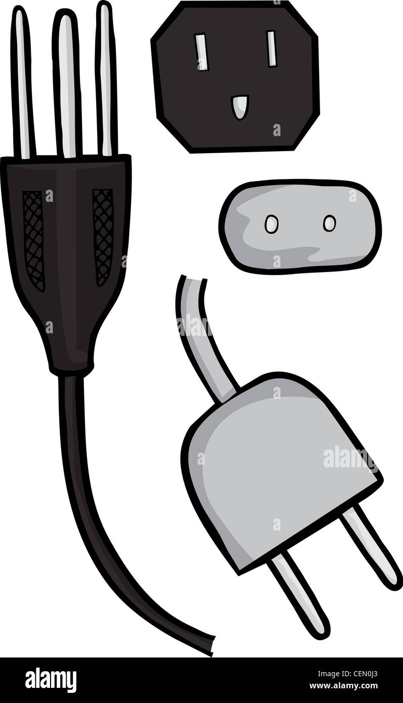 American and European standard electric plugs in profile and front view ...