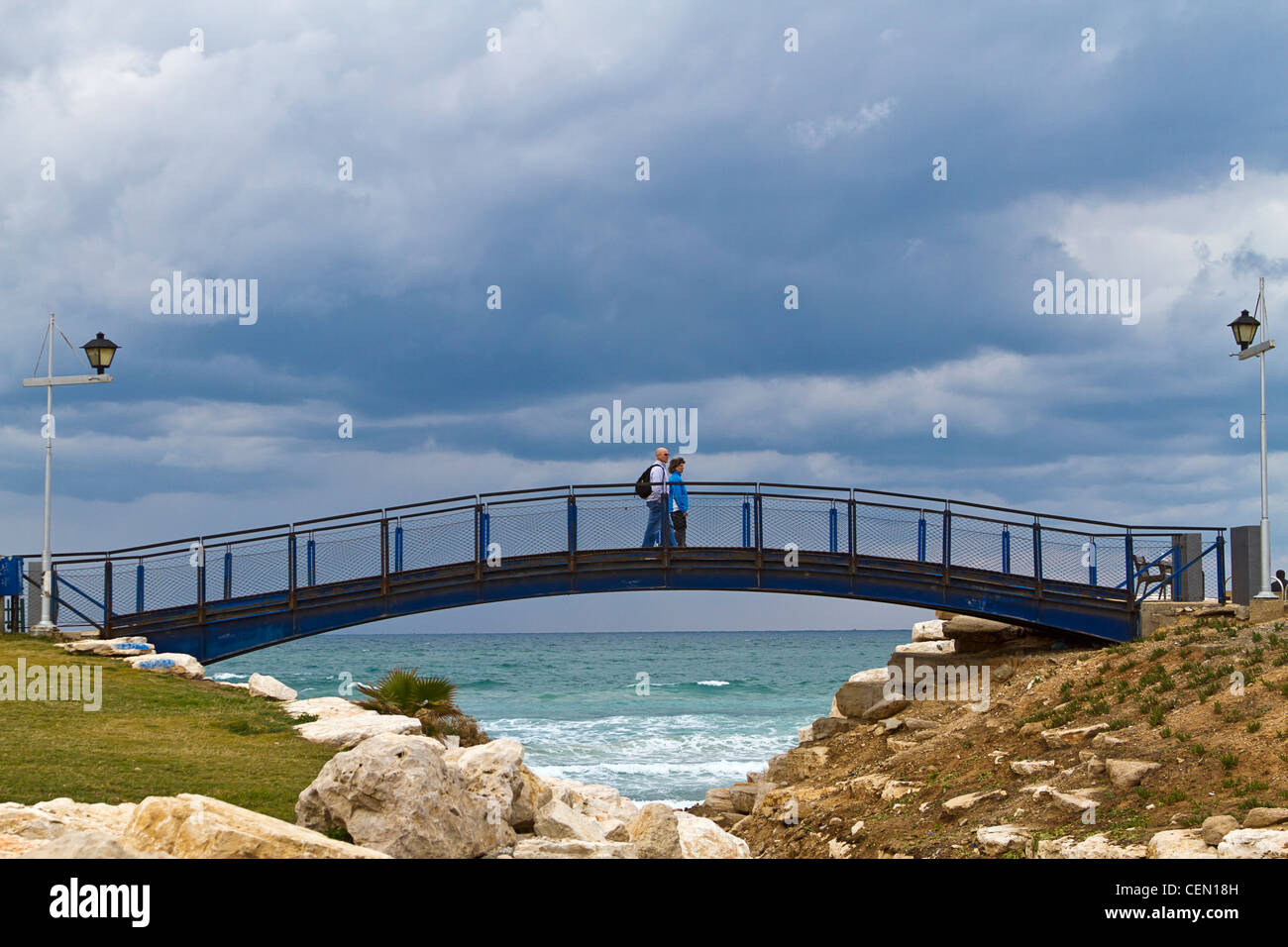 Bridge along the coast of Tel Aviv, Israel Stock Photo - Alamy