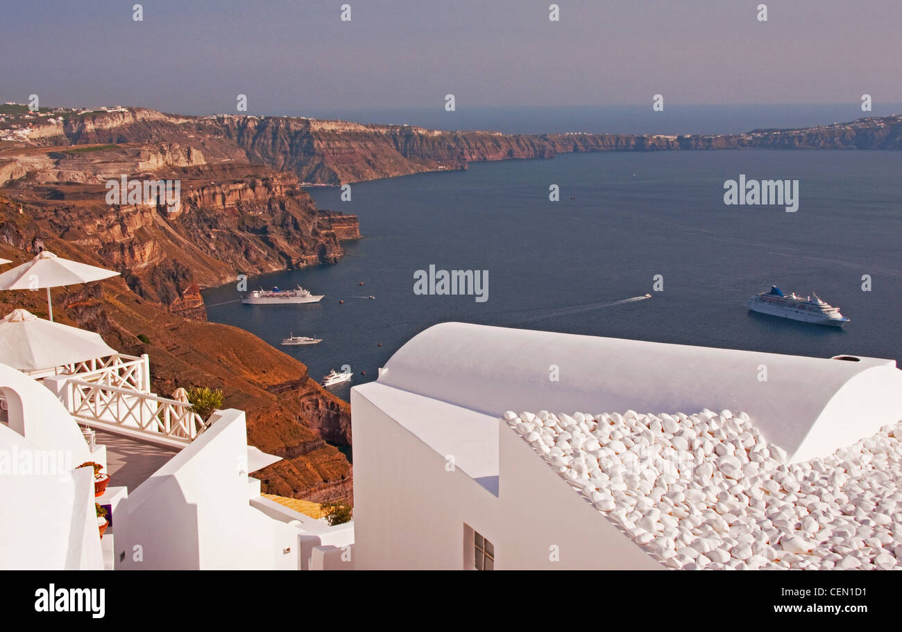 View of Aegean Sea and the island of Santorini from Imerovigli ...