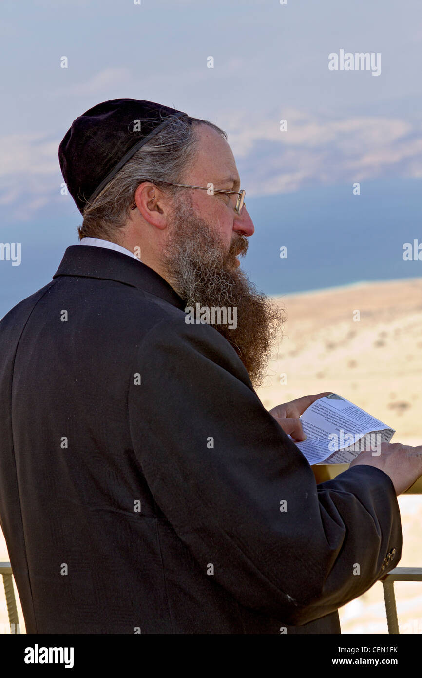 Religious Jewish man visits Masada, ancient Jewish palace fortress in ...