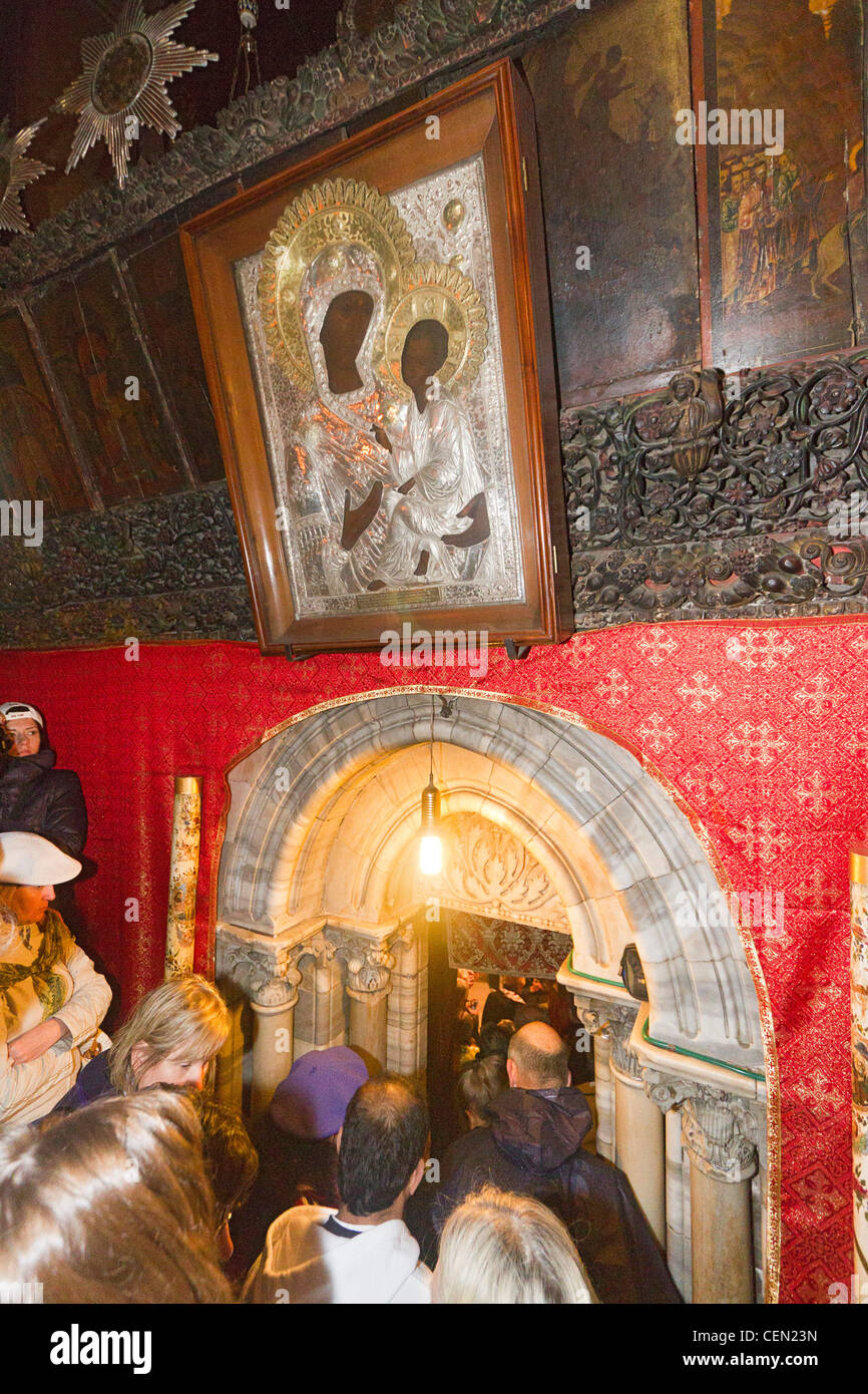 Door leading from Greek Orthodox chapel to the Grotto of the Nativity ...