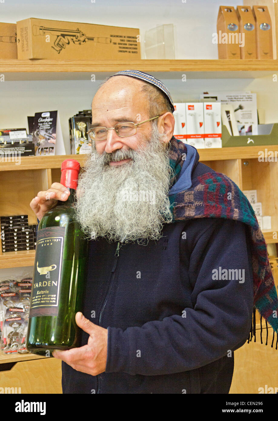 Orthodox Jewish man, part of staff at Golan Heights Winery in Israel's ...