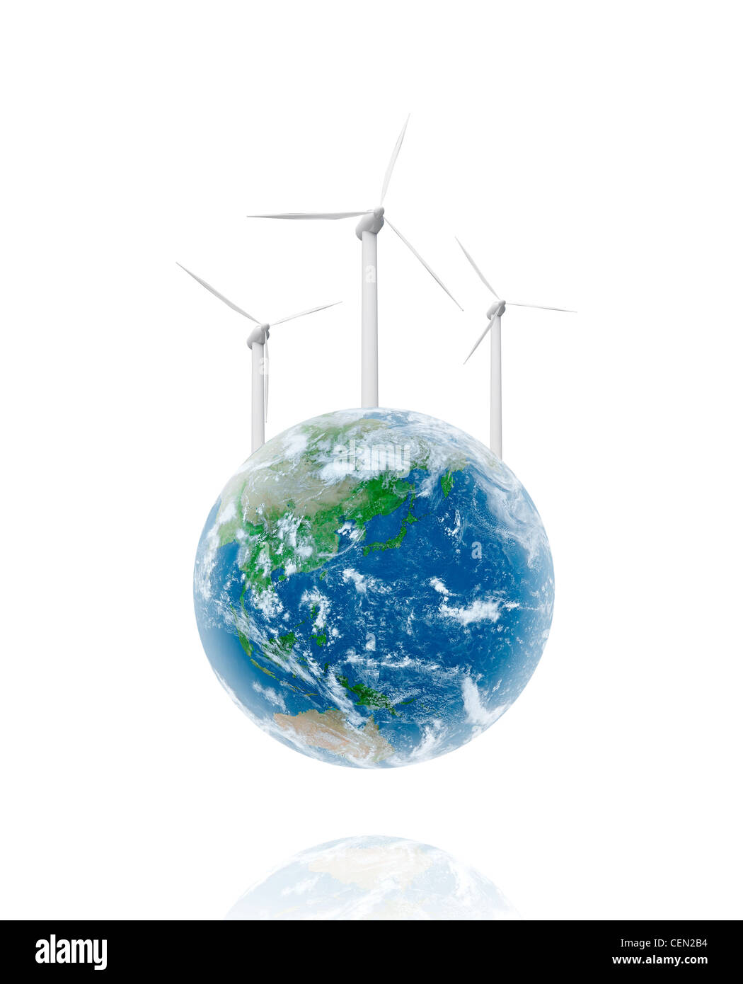 Wind turbines on planet earth, Digital Composite Stock Photo - Alamy