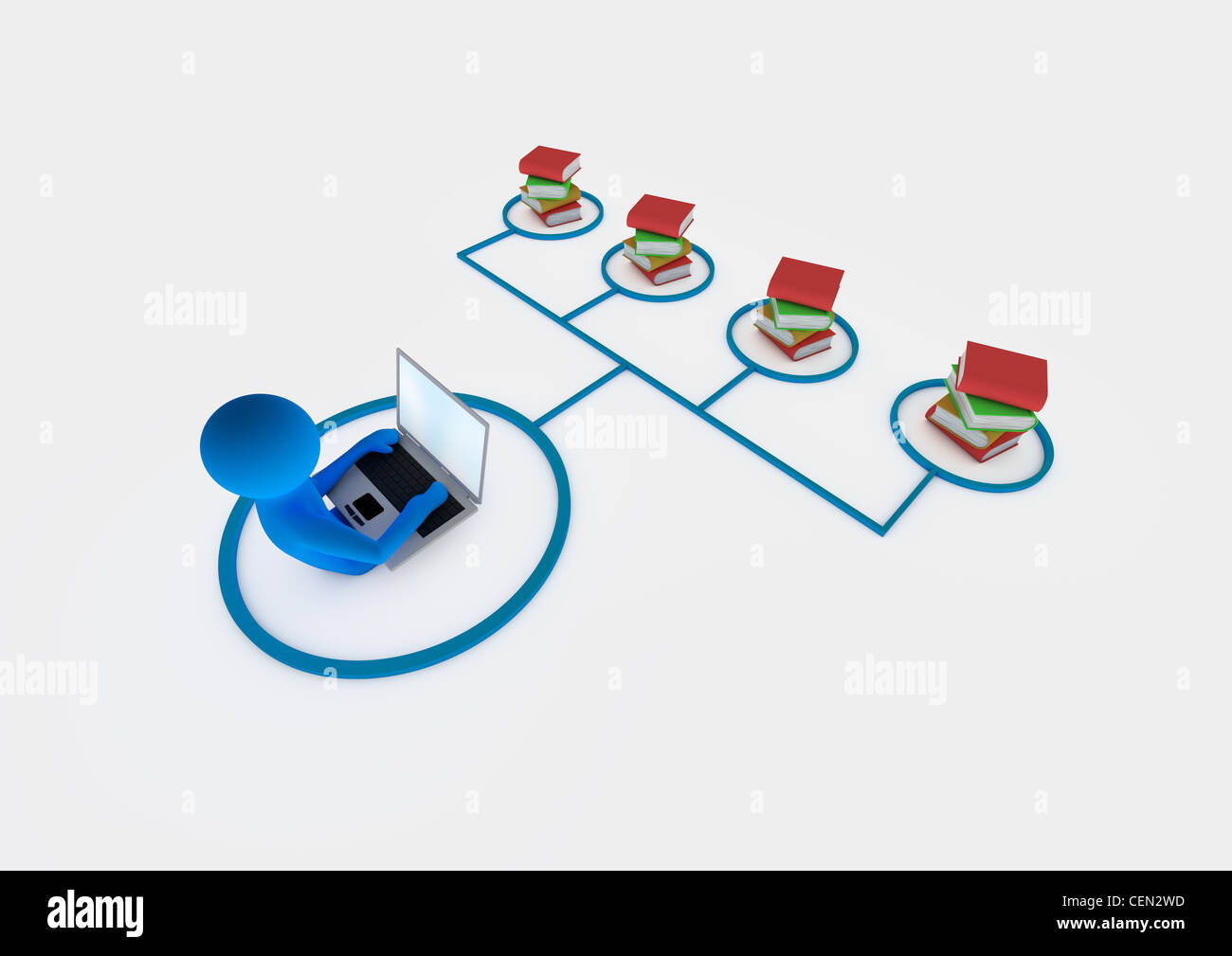render of a person with laptop connected to the internet Stock Photo ...