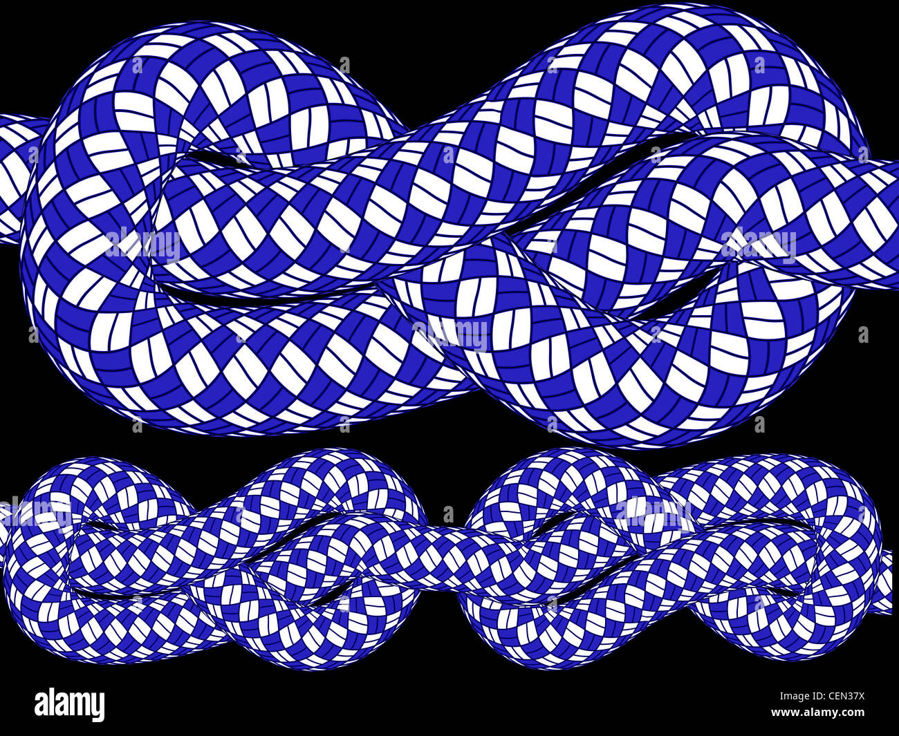 knotted blue ropes over black background, abstract vector art ...