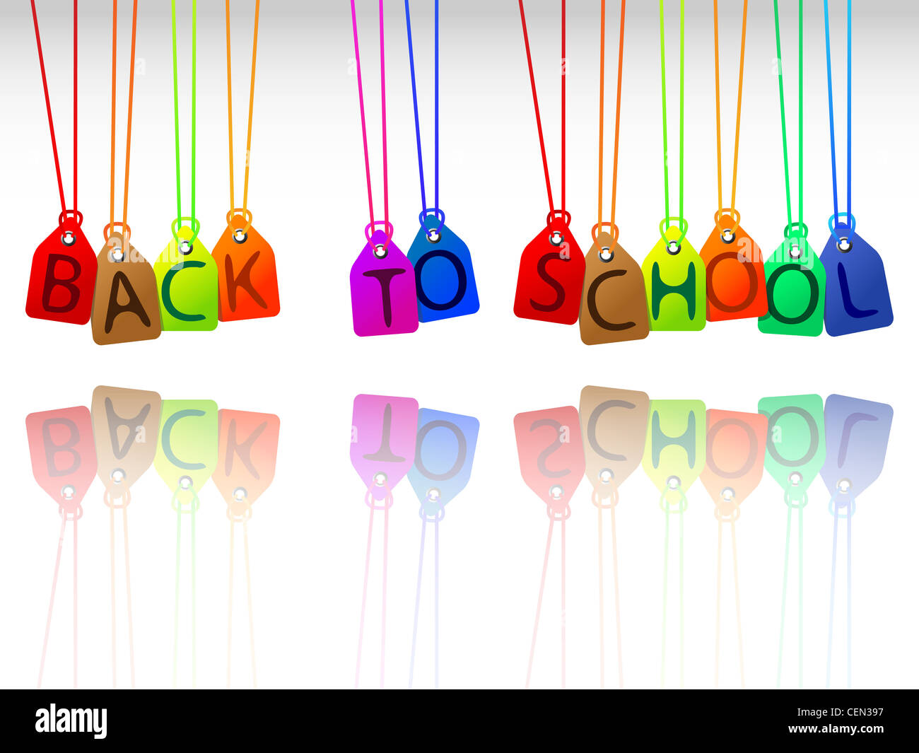 back to school tags reflected, abstract vector art illustration; image ...