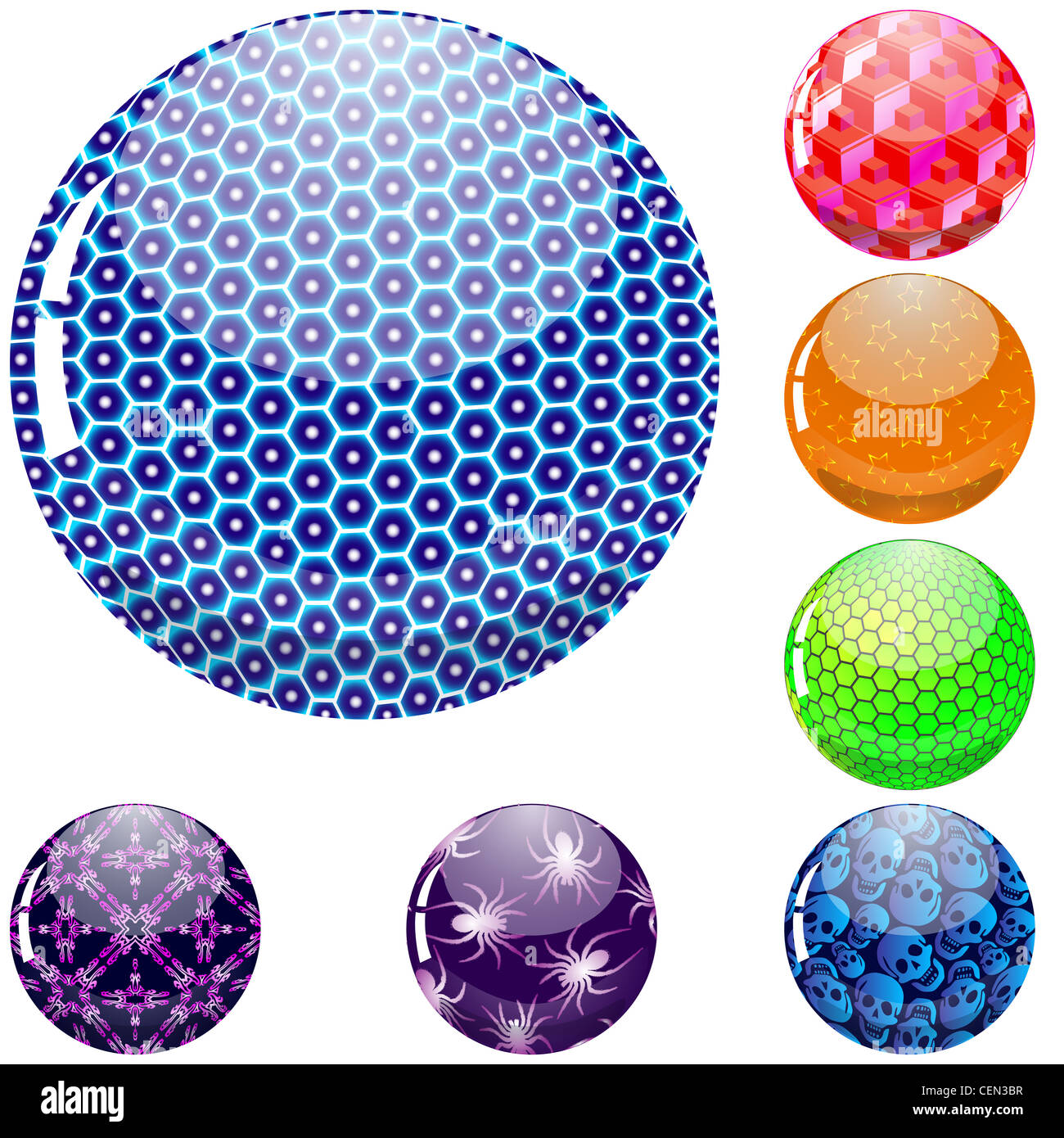 glossy colorful abstract globes Stock Photo - Alamy