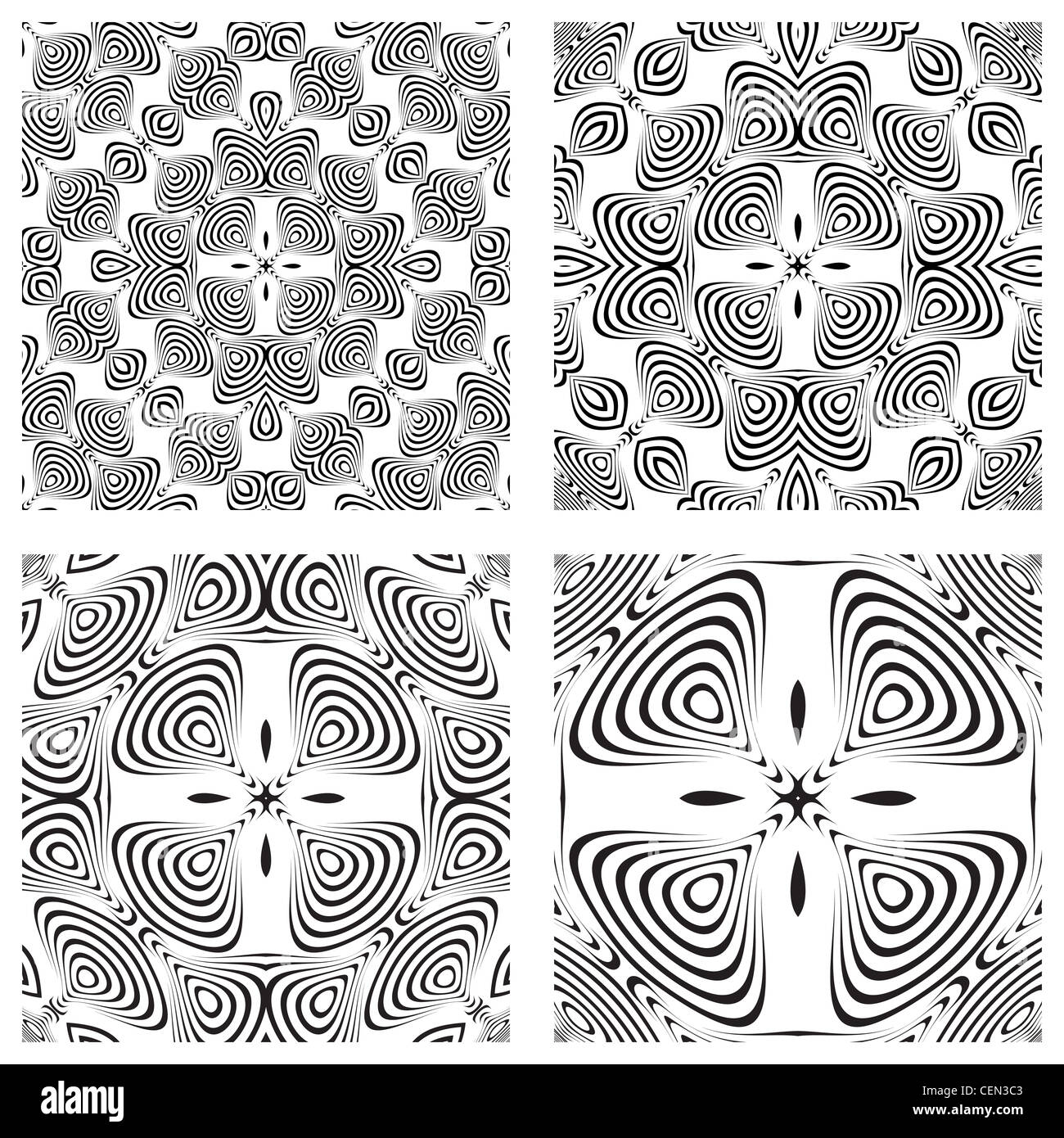op art monochromatic patterns, abstract seamless textures; vector art ...