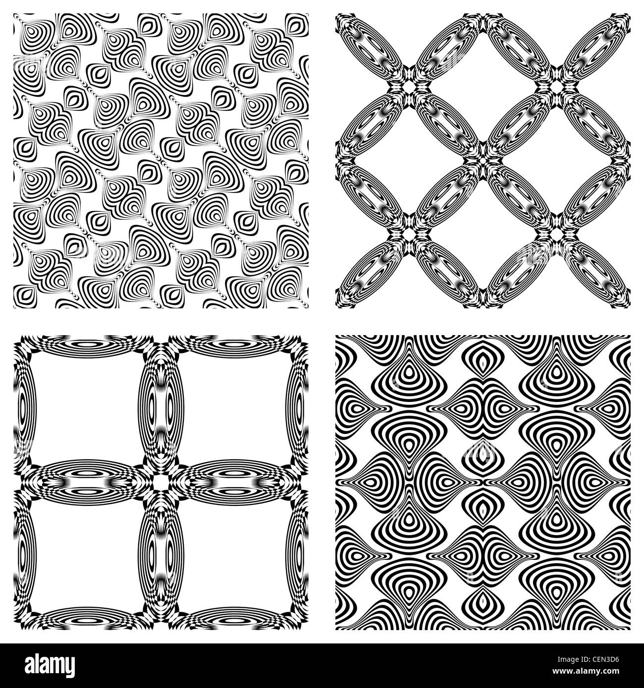 op art monochromatic patterns, abstract seamless textures; vector art ...