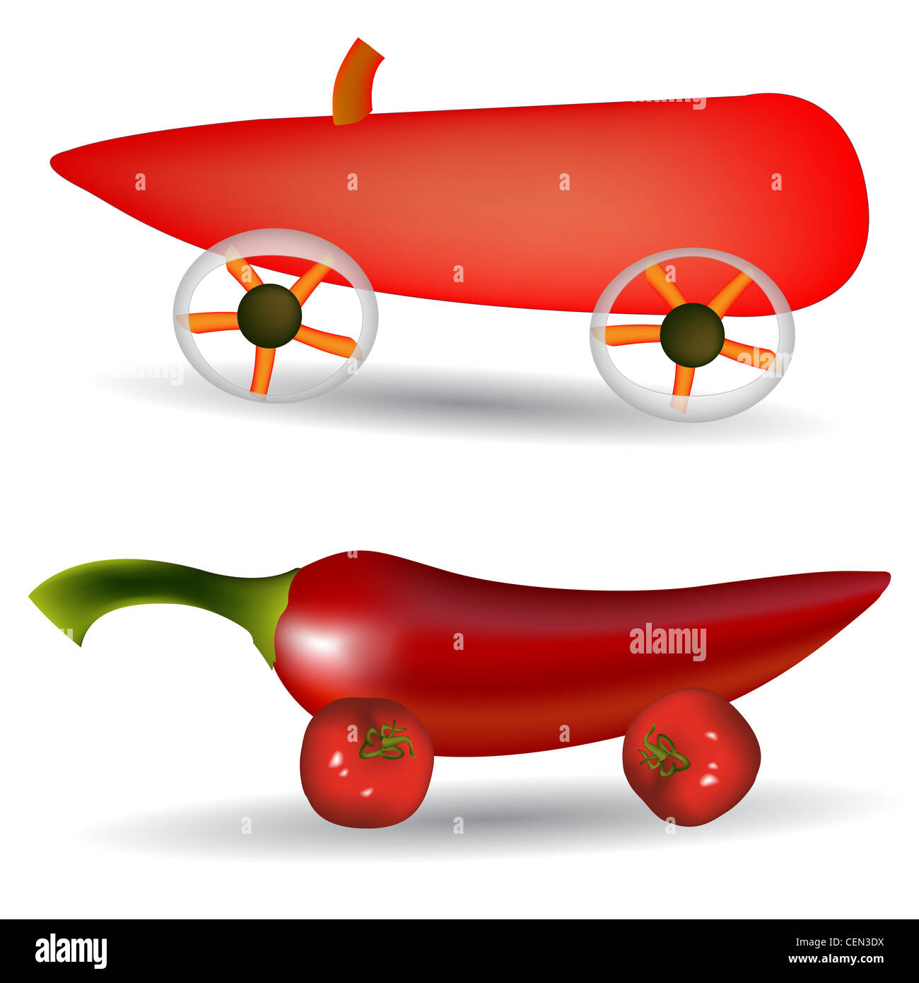 vegetable cars against white background, abstract vector art ...