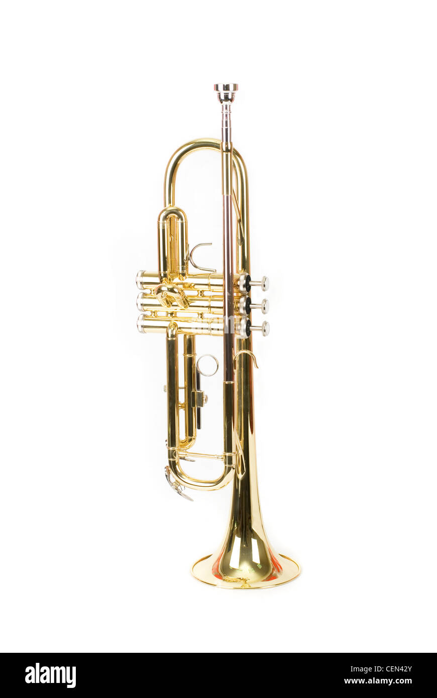 trumpet closeup isolated on a white background Stock Photo - Alamy