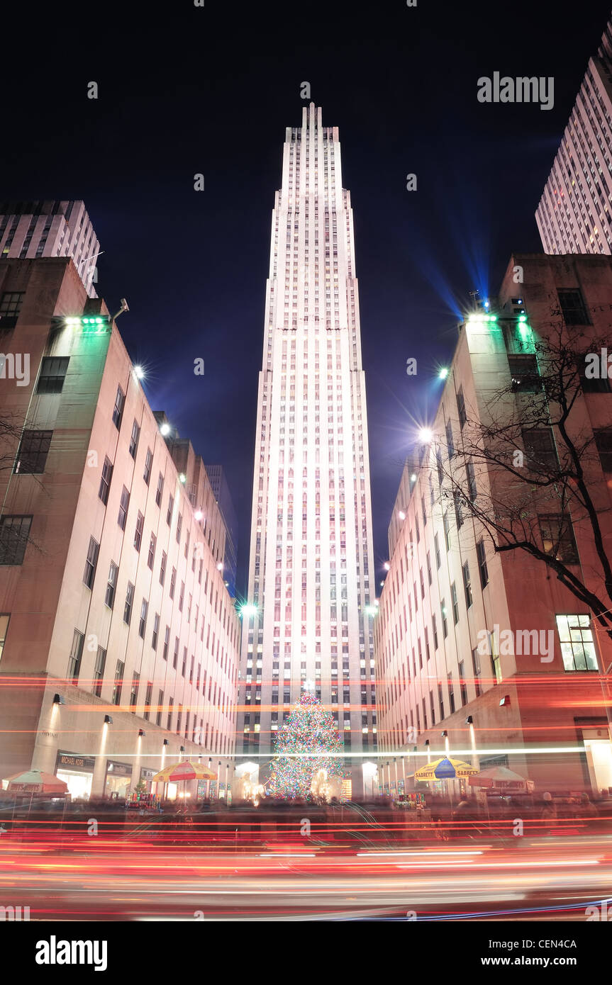 Rockefeller Center at night Stock Photo - Alamy