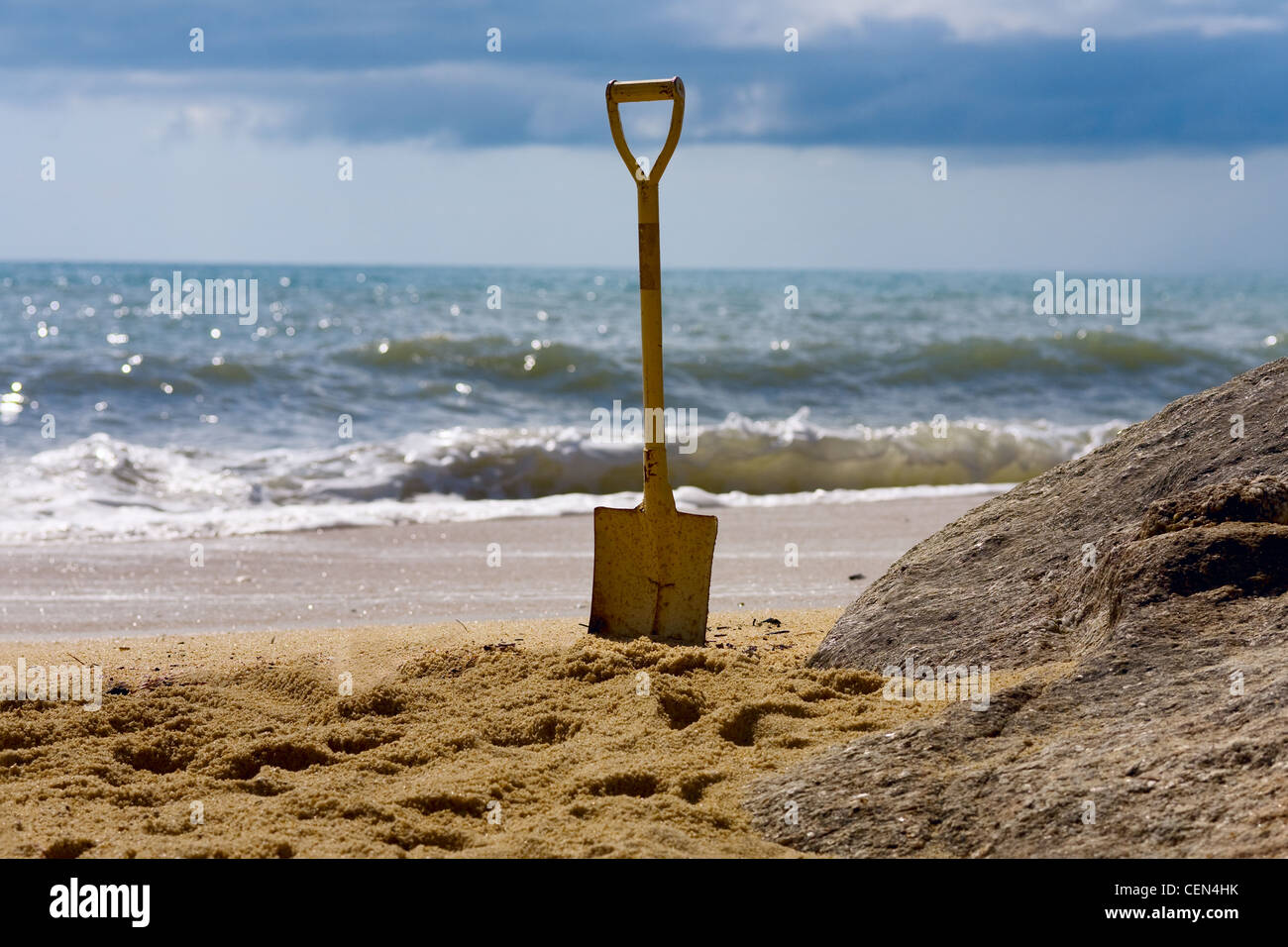 rust Shove force into Sand on the beach Stock Photo - Alamy