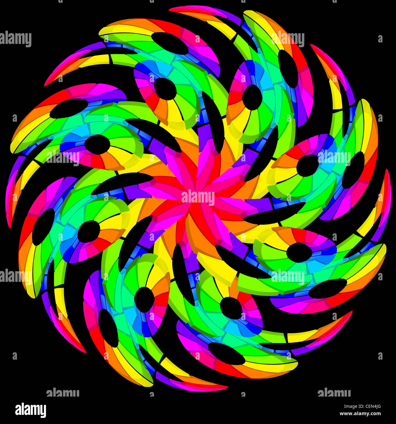 Hypnotic color swirl. Illustration on black background Stock Photo - Alamy