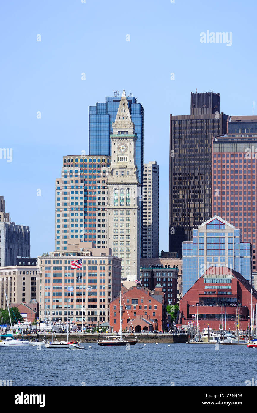 Boston waterfront view with urban city skyline and modern architecture ...