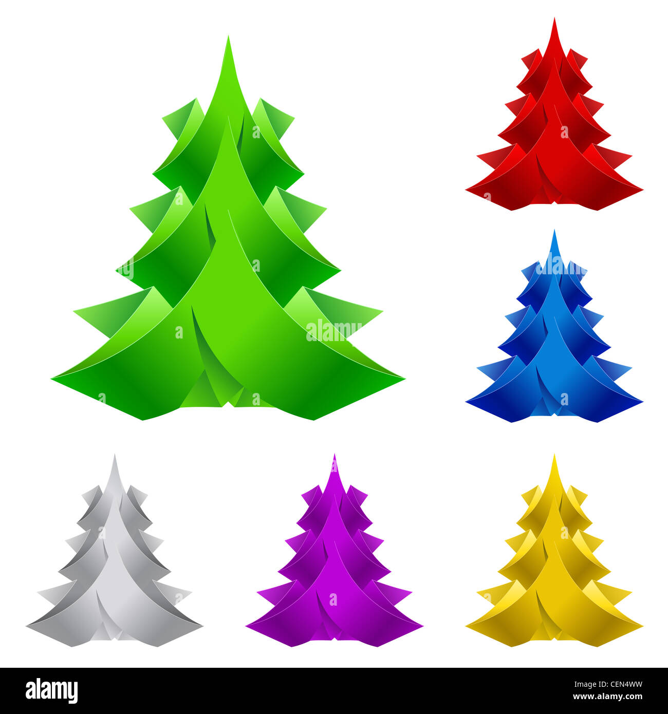 Set of Abstract Paper Christmas Tree. Illustration on white background ...