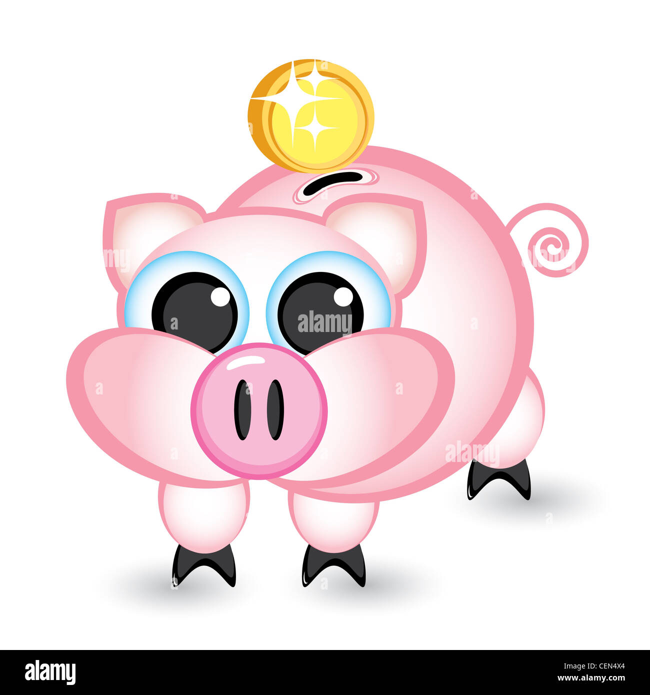 Piggy bank and money. Illustration on white background Stock Photo - Alamy