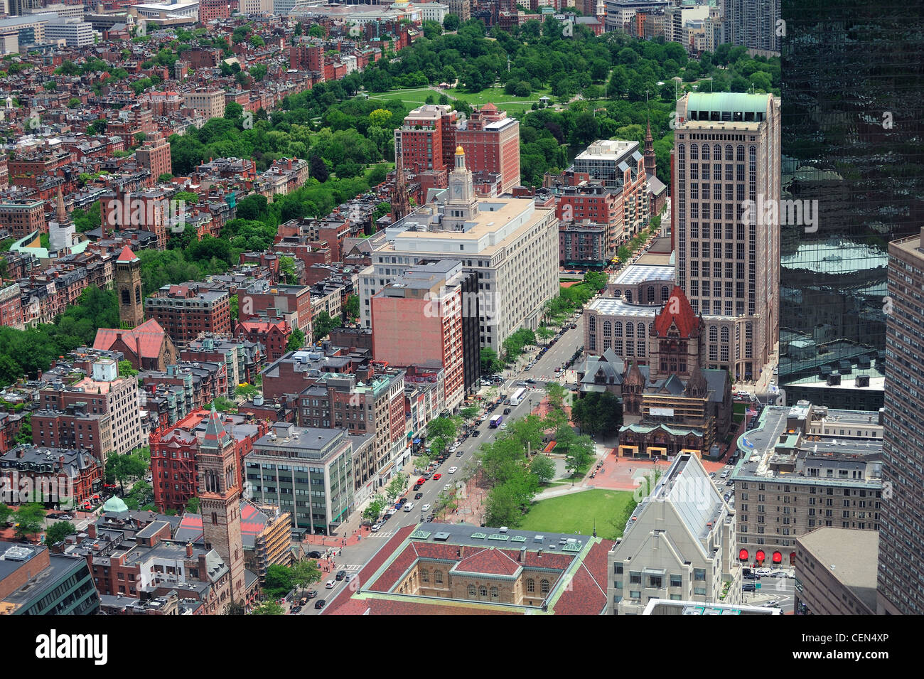 Boston downtown aerial view with historical architecture, street and ...