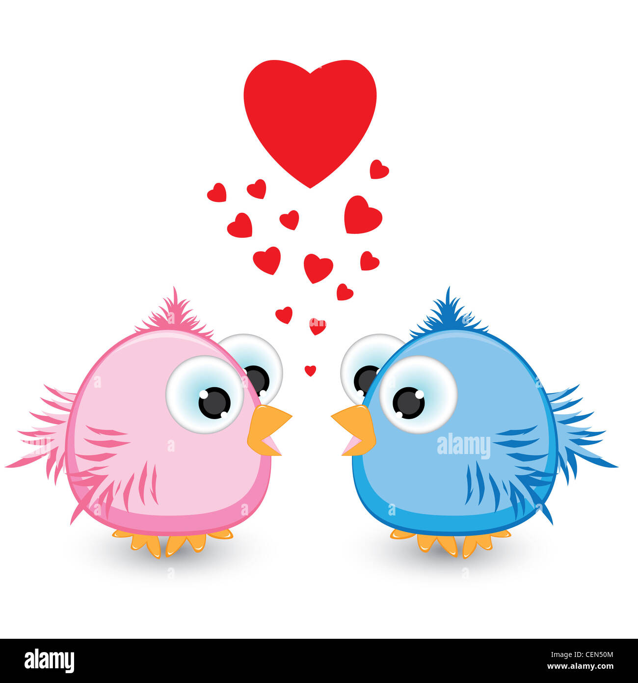 Two sparrow with love. Illustration on white background Stock Photo - Alamy
