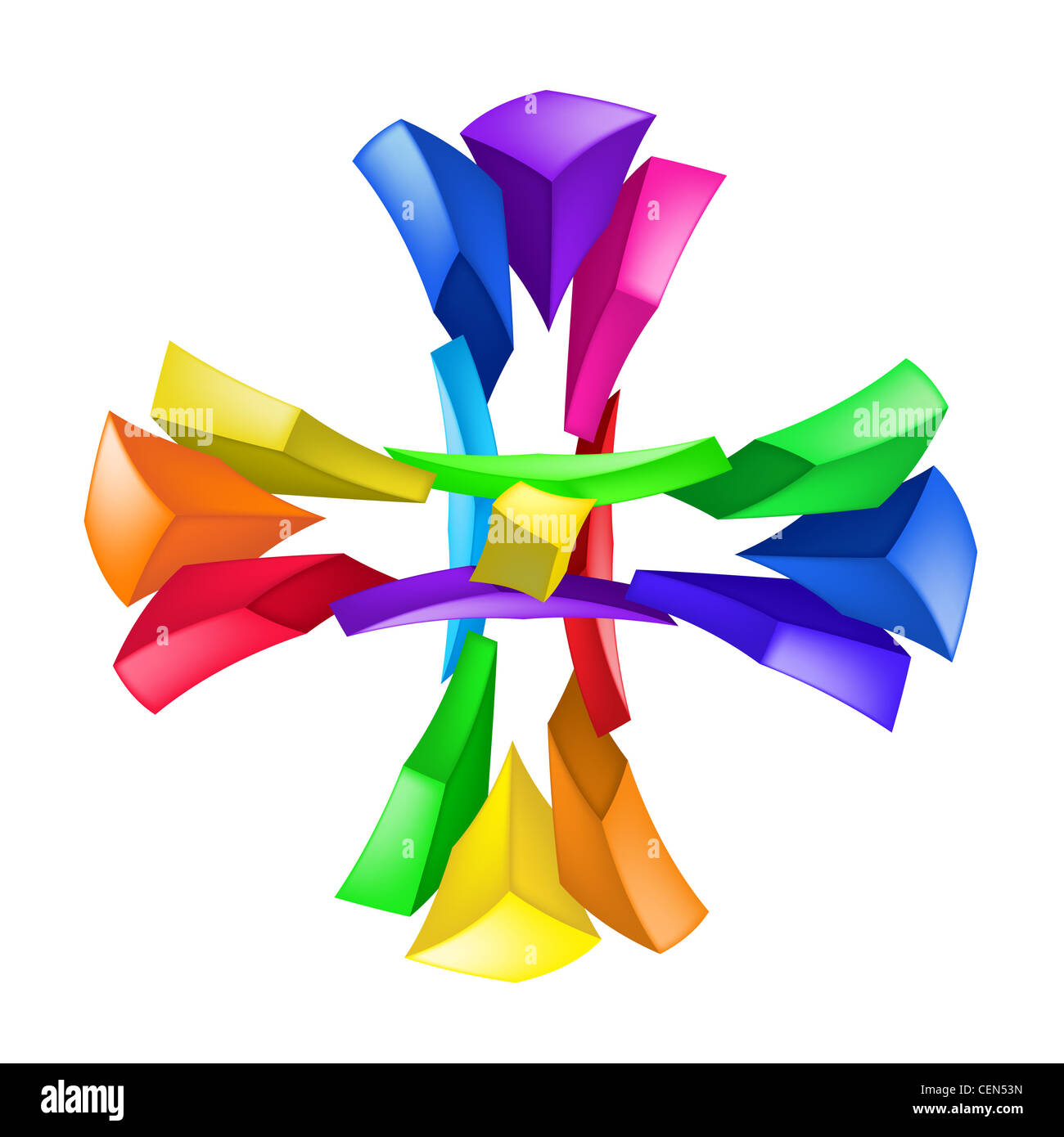 Abstract color composition on white background - cross Stock Photo - Alamy