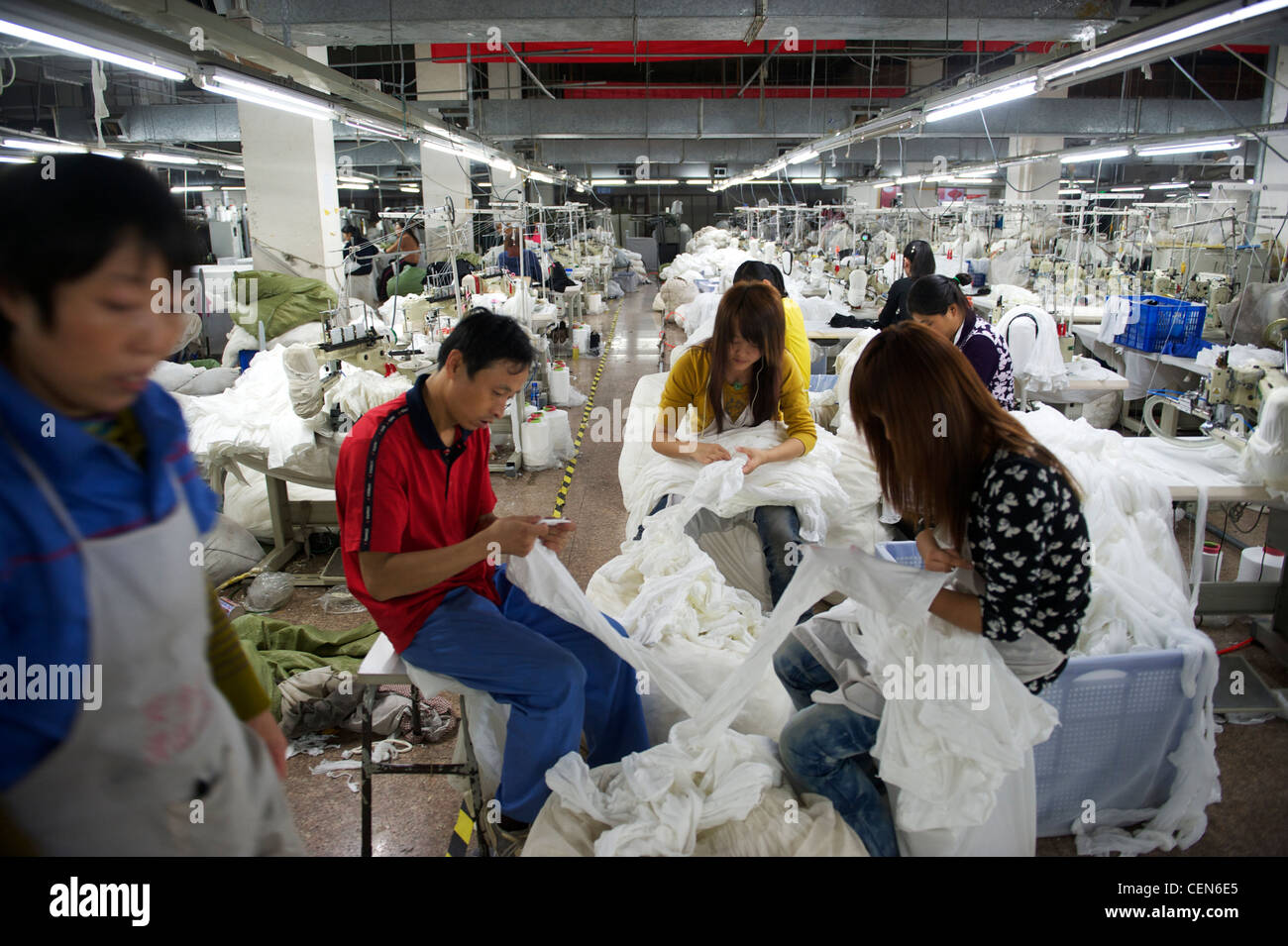 Factory workshop of Langsha Group, country's largest producer of socks ...